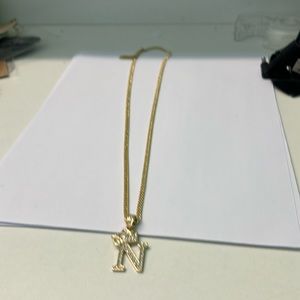 Jewelry | Ladies Gold Alphabet Letter N Chain Approximately 14 Inch ...